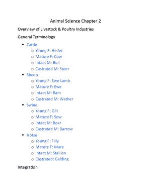 Chapter 1 Animal Science Notes - Animal Science Notes Chapter 1 ...