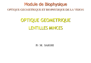 1 Introduction à l optique géométrique - 1. OPTIQUE GÉOMÉTRIQUE. 1 ...