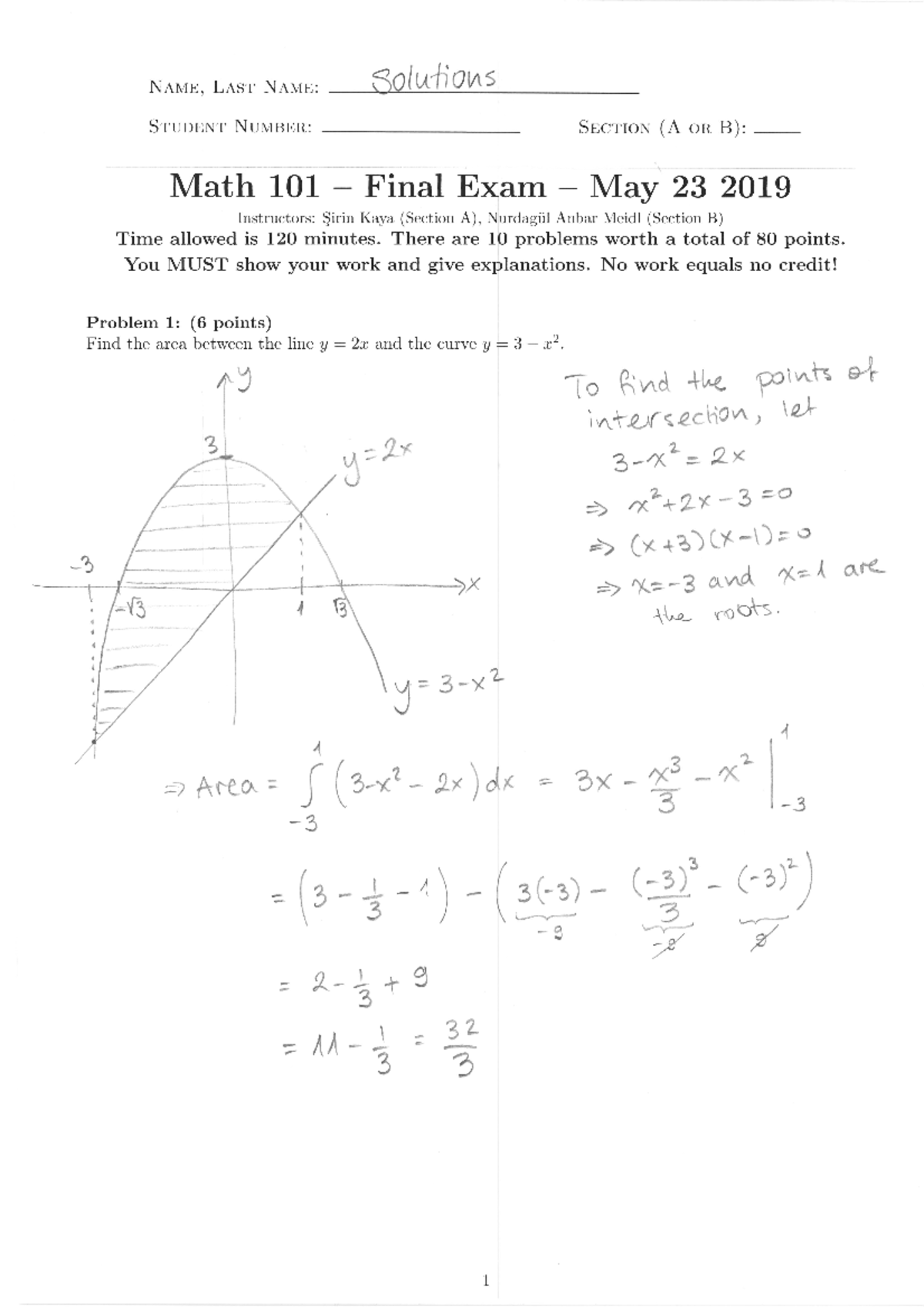 Math101 sample final 2 - Linear Algebra - Studocu