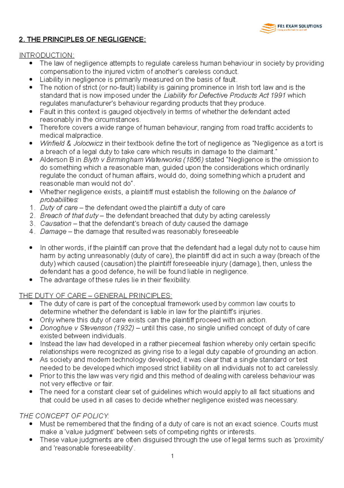 2. The Principles of Negligence - 2. THE PRINCIPLES OF NEGLIGENCE ...