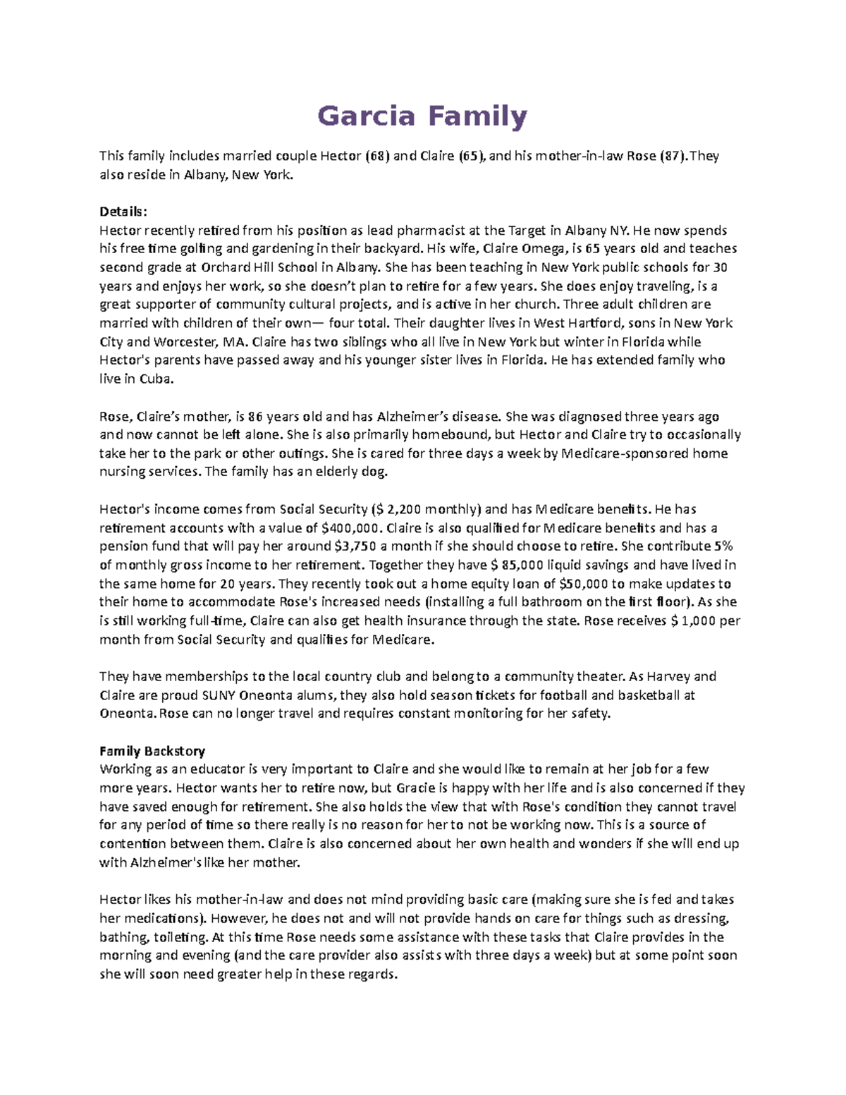 Family Intro Garcia - Garcia Family This family includes married couple ...