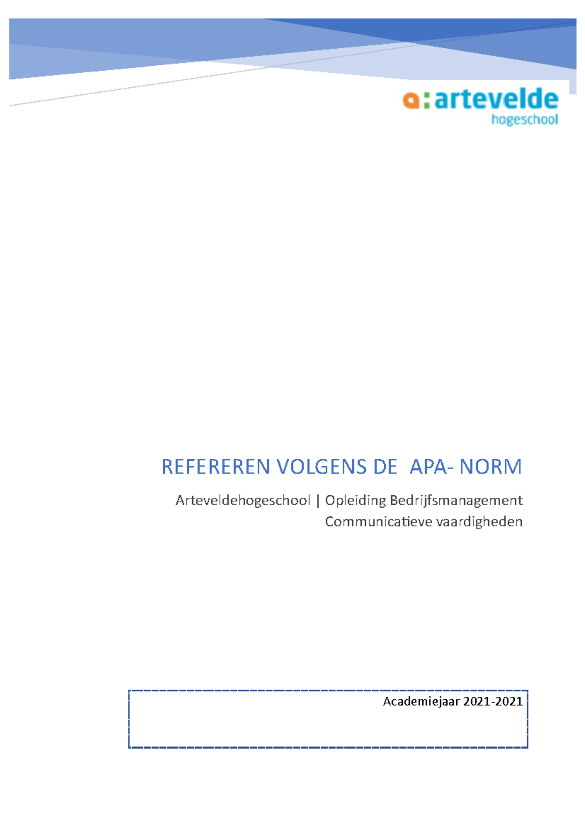 Bronvermelding CV 1BEM - Academiejaar 2021- REFEREREN VOLGENS DE APA ...
