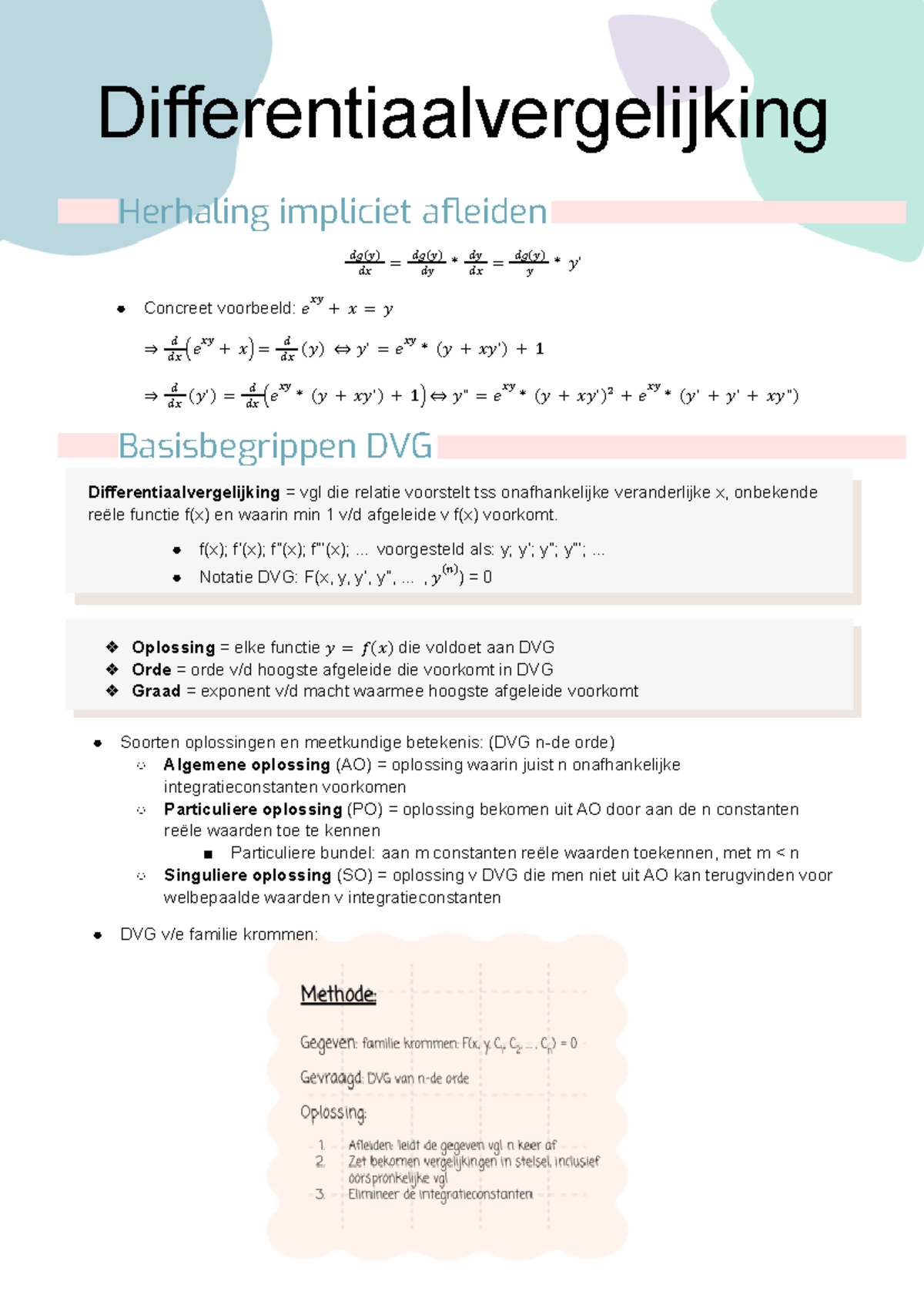 Samenvatting DVGs - dfgvdfgbvdgfbvdgb - Differentiaalvergelijking ...