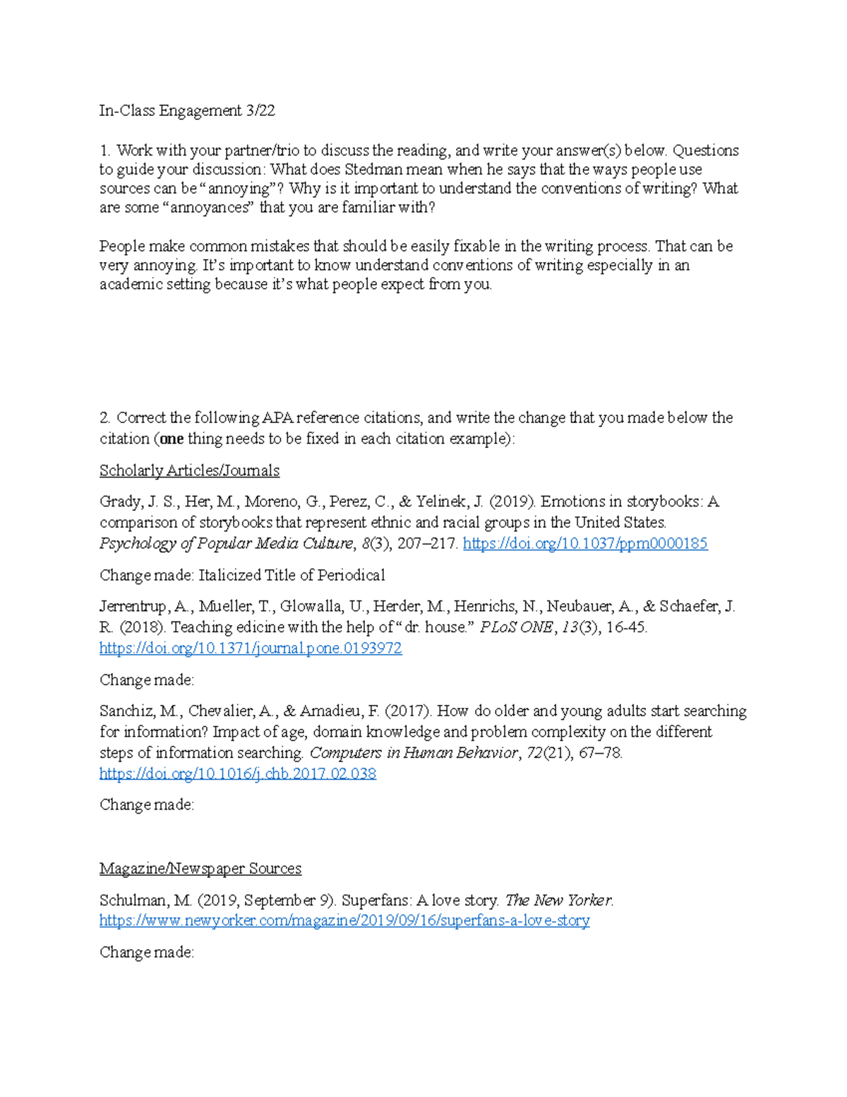 In-Class Engagement 3-22 - In-Class Engagement 3/ Work with your ...