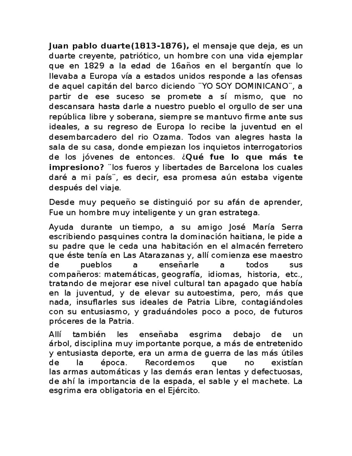 Juan pablo duarte, historia - Juan pablo duarte(1813-1876), el mensaje ...