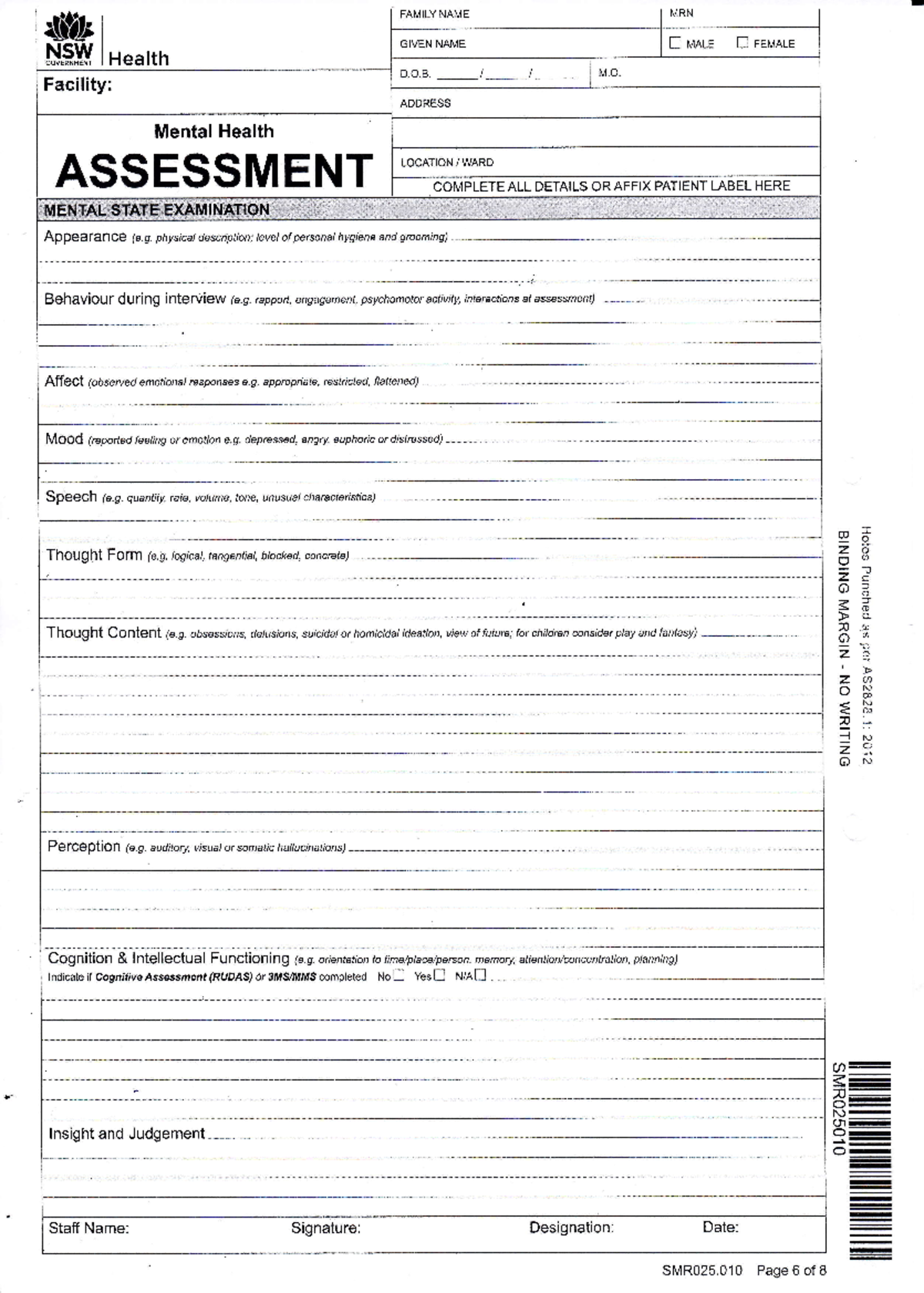 MSE - MSE document - dYrFI :JSItf I Hearth FAMILY NAME I MRN GTVENNAME ...