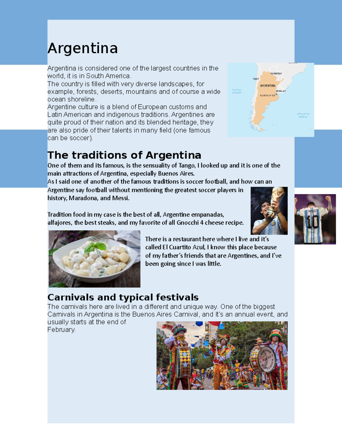 Activity 1 culture English - Argentina Argentina is considered one of ...