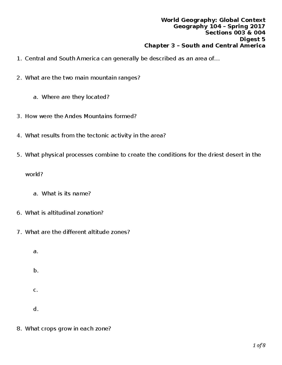 Chapter 3 South Central america digest 5 - World Geography: Global ...