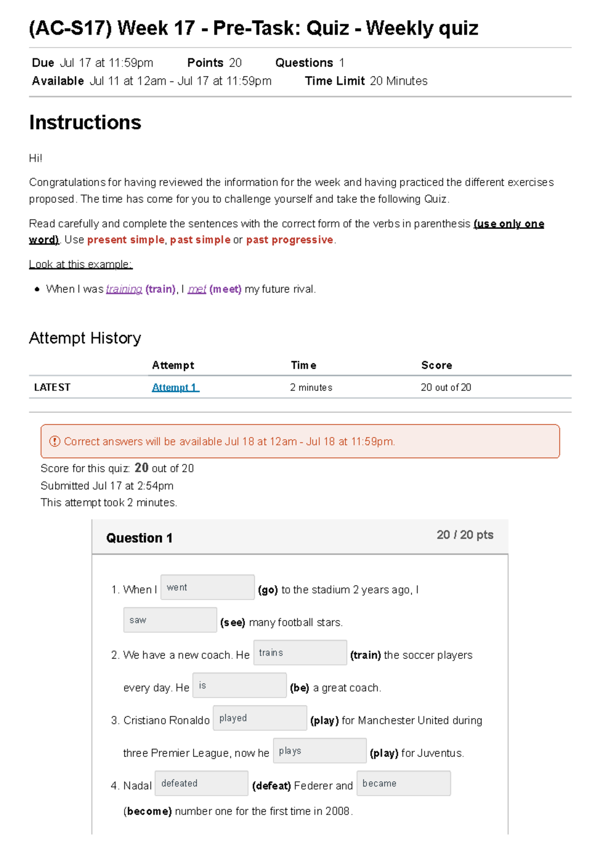 (AC-S17) Week 17 - Pre-Task Quiz - Weekly quiz Ingles III (30826) - (AC ...