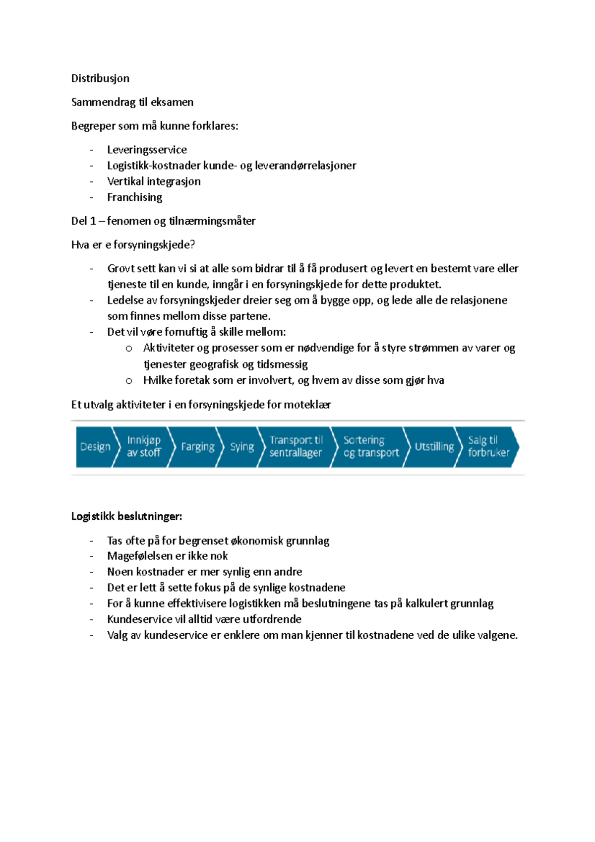 Distribusjon sammendrag - Distribusjon Sammendrag til eksamen Begreper som må kunne forklares ...