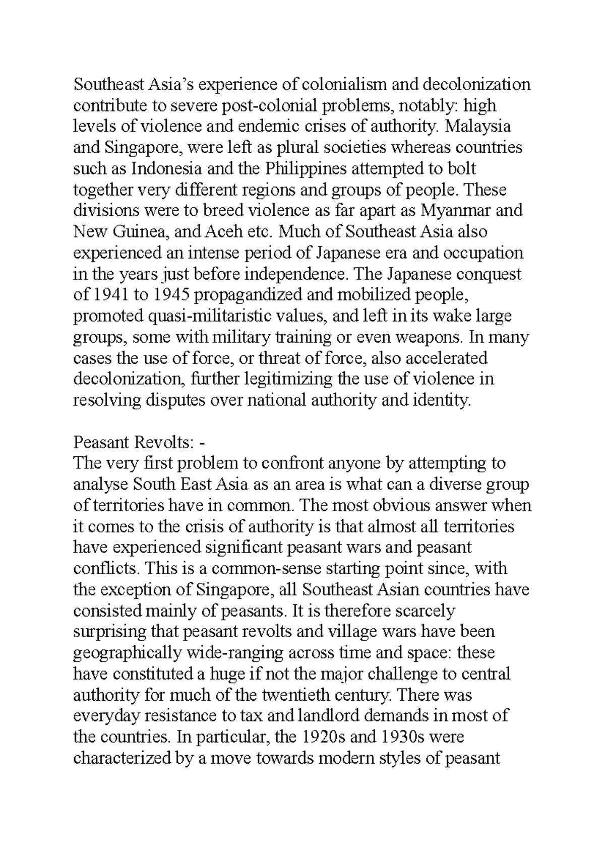 Decolonization of Southeast Asia - Southeast Asia’s experience of ...