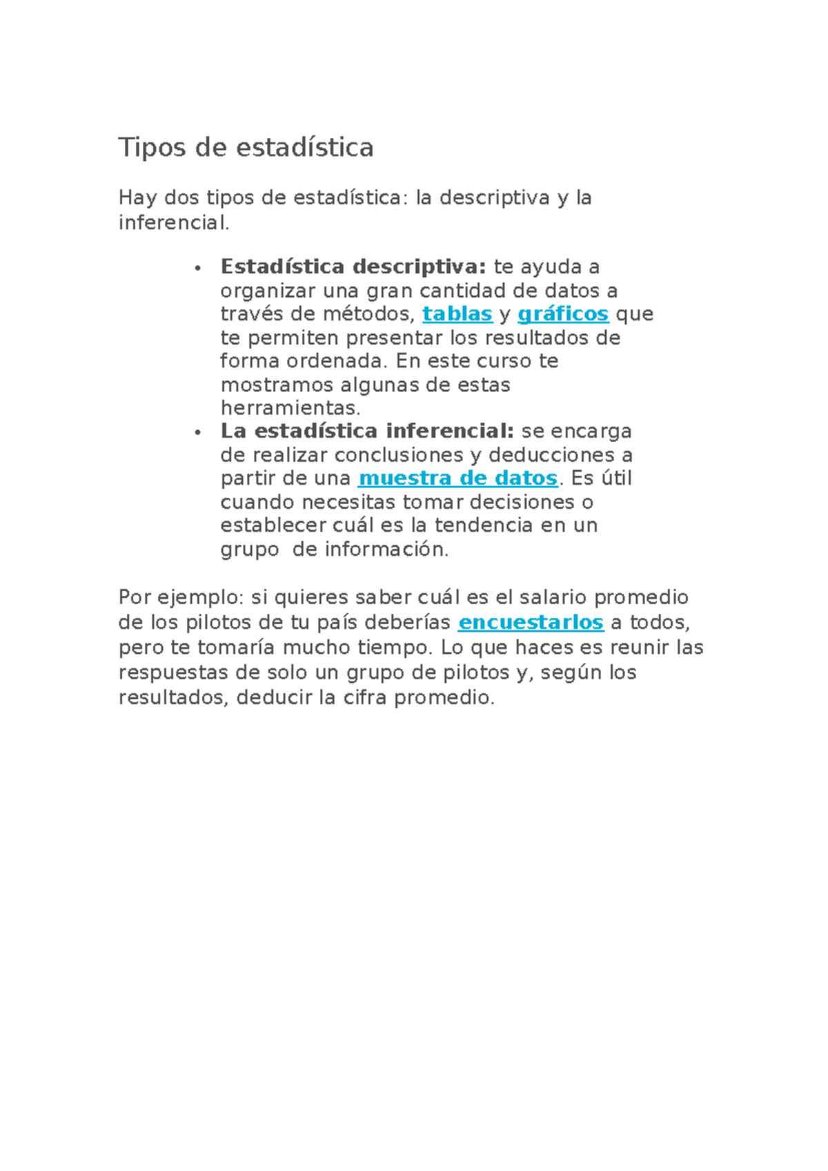 Tipos de estadística - asdsad - Tipos de estadística Hay dos tipos de ...