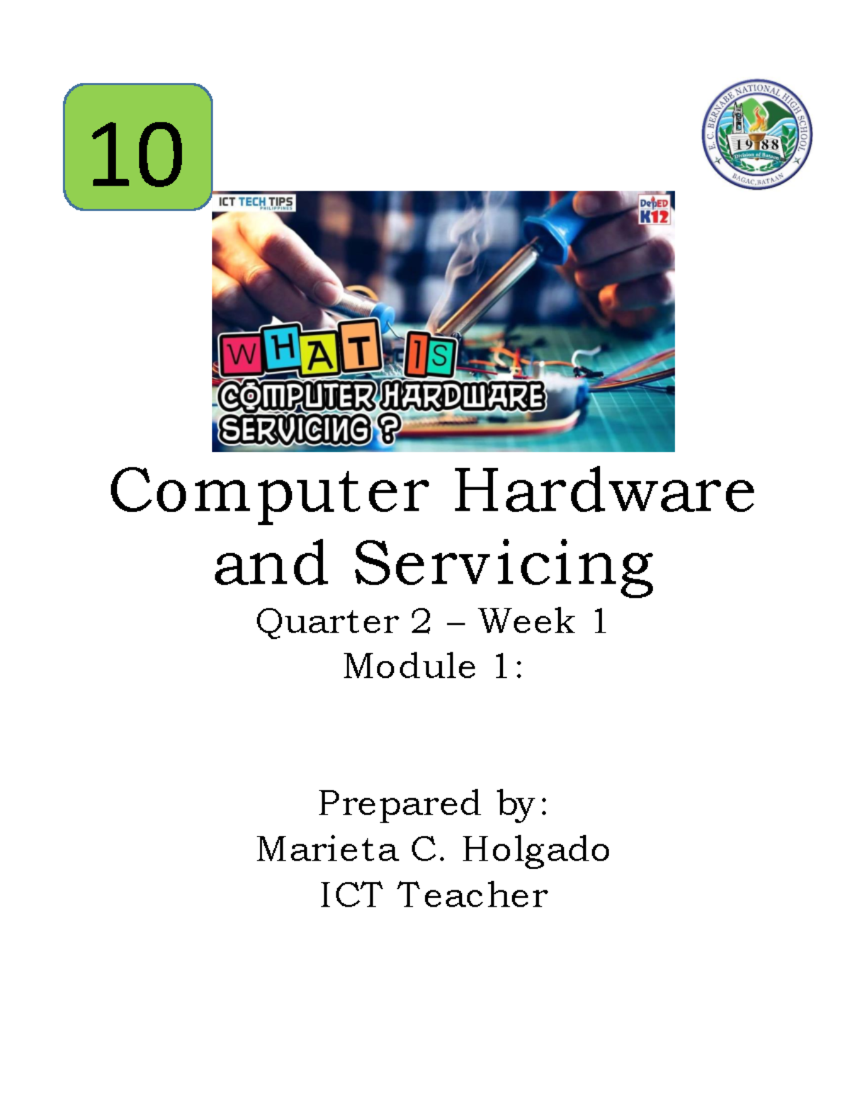 ICT-Module-1 - ict - Computer Hardware and Servicing Quarter 2 – Week 1 Module 1: Prepared by ...