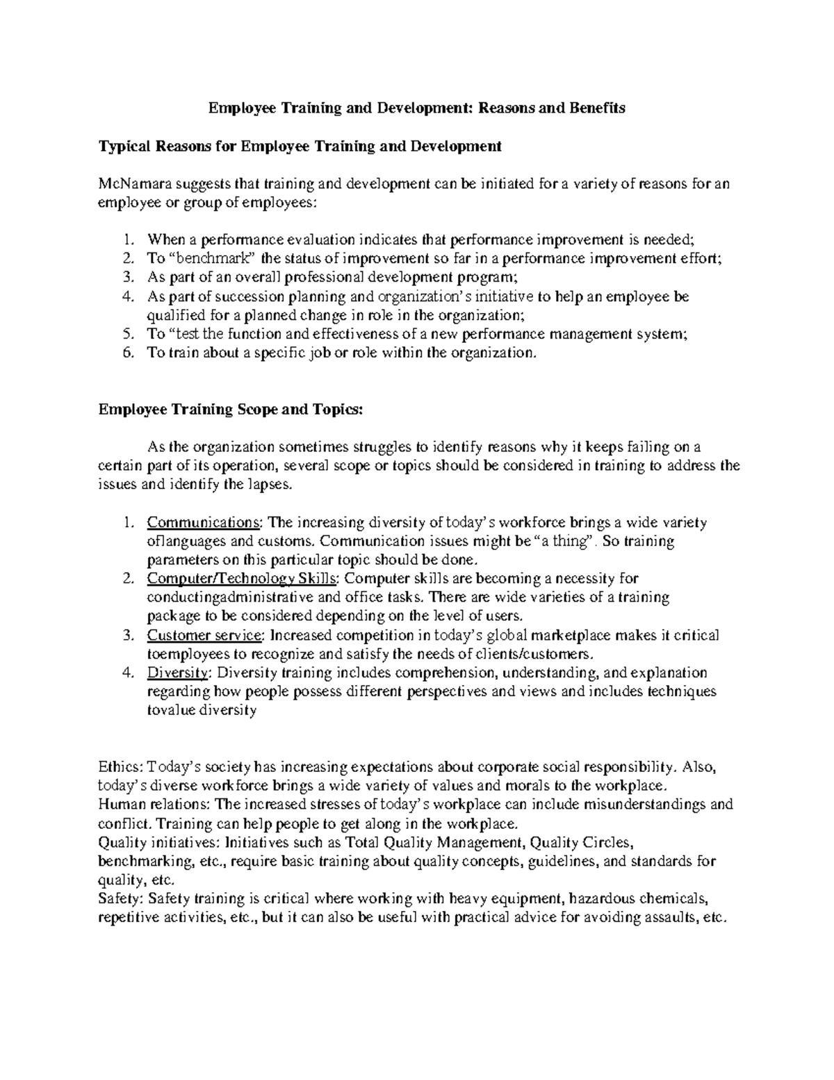 Training and Dev 2 - this a pdf copy of lecture - Employee Training and ...