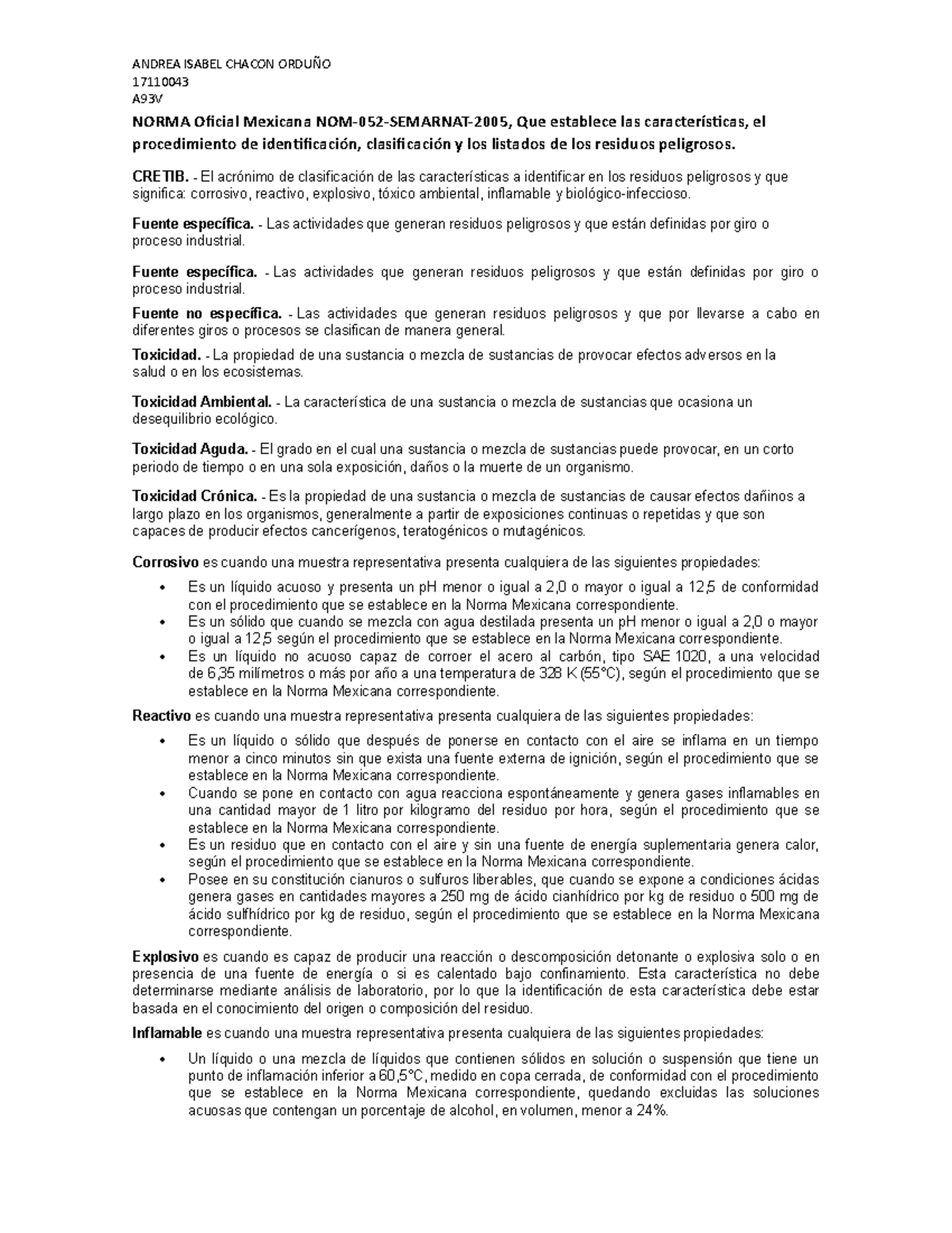 Norma Oficial Mexicana NOM - ANDREA ISABEL CHACON ORDUÑO 17110043 A93V ...
