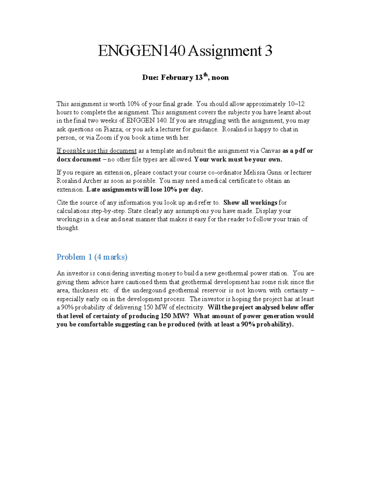 Enggen 140 Assignment 3 - Final - ENGGEN140 Assignment 3 Due: February ...