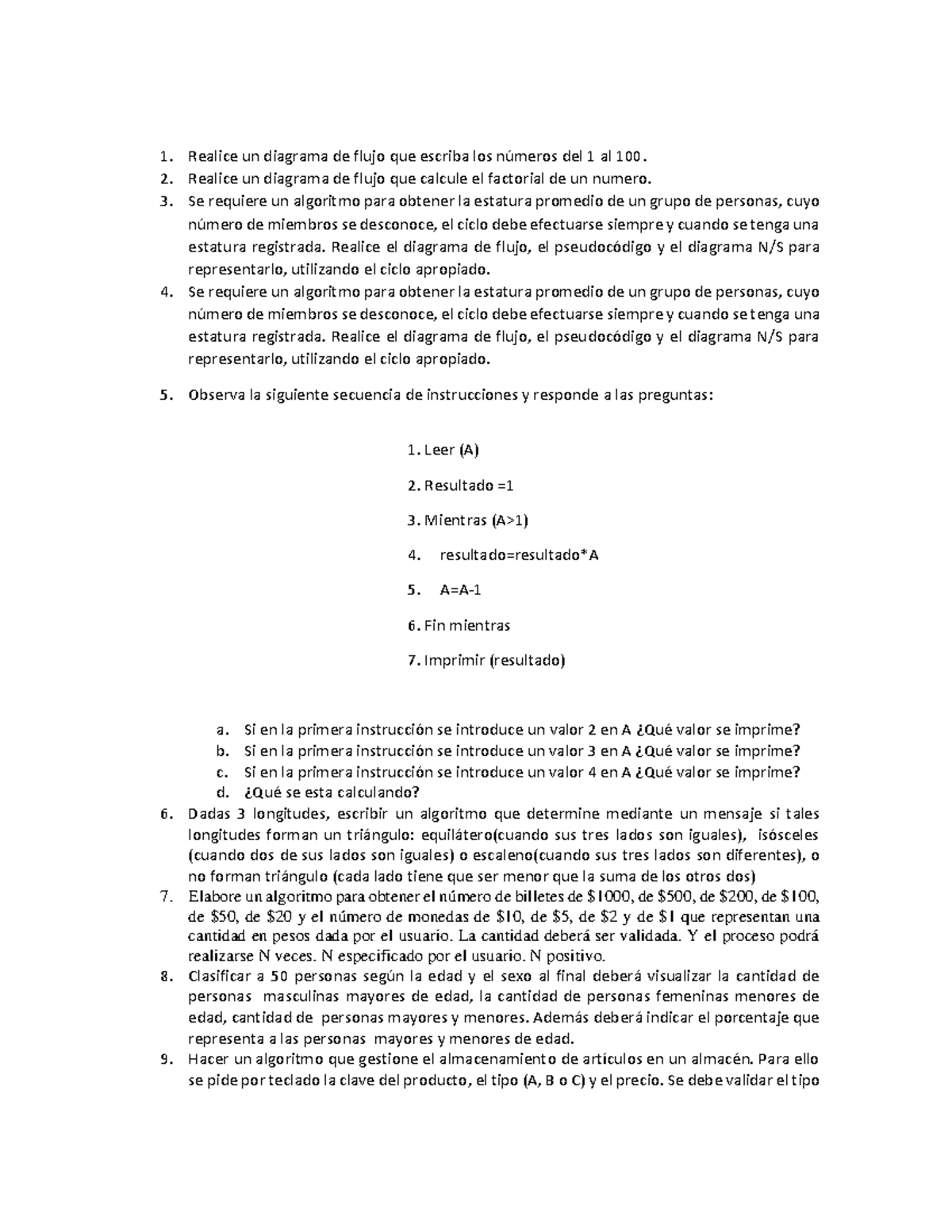 Lista 1 Ejercicios repetitivas - Warning: TT: undefined function: 32 Warning: TT: undefined ...