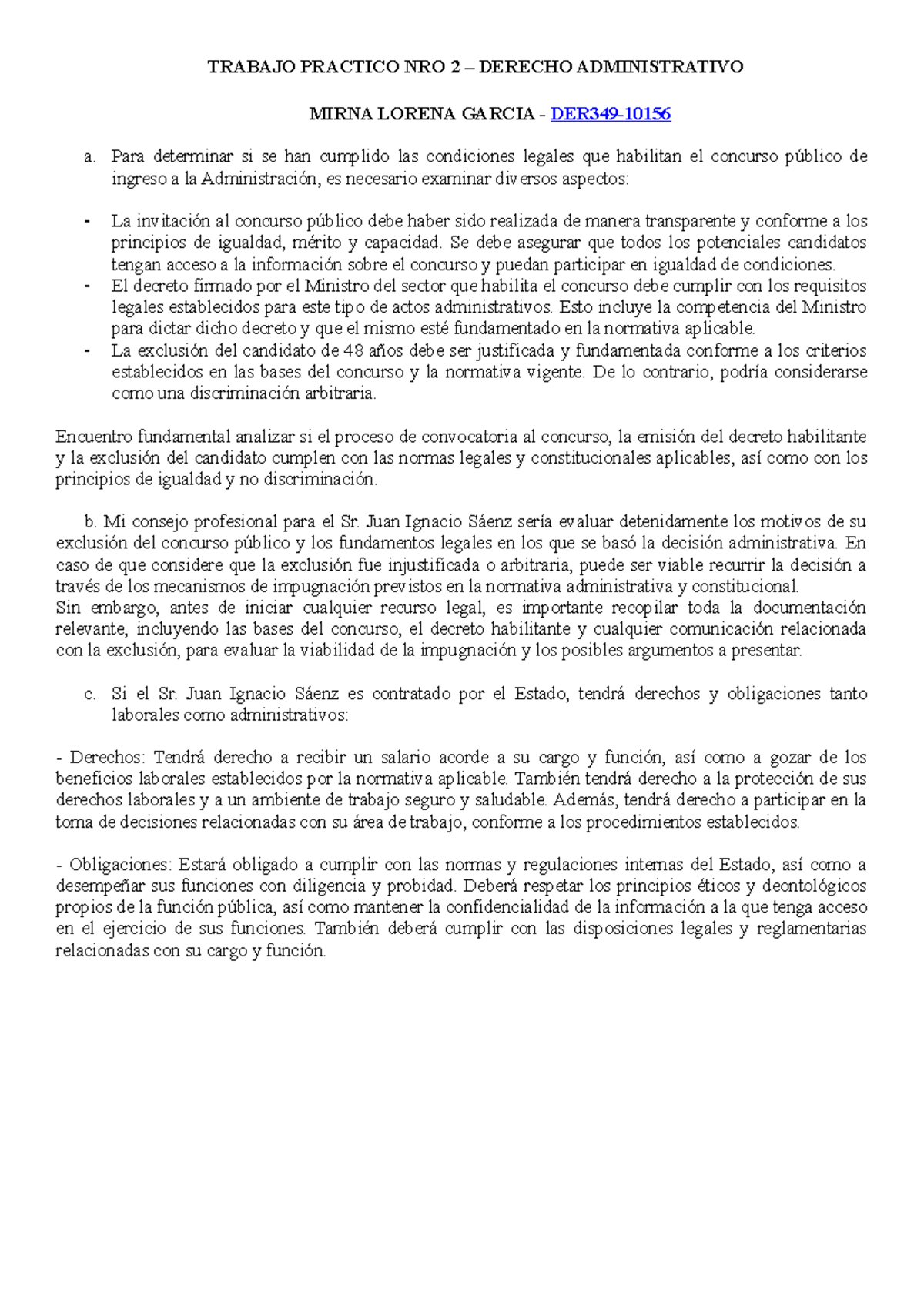 Trabajo Practico N2 Administrativo - TRABAJO PRACTICO NRO 2 – DERECHO ...