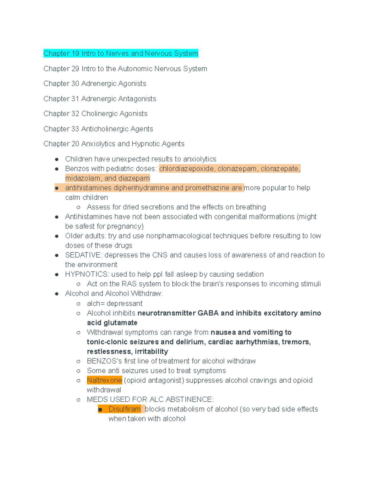 Pharm exam #3 - exam review - Chapter 19 Intro to Nerves and Nervous ...
