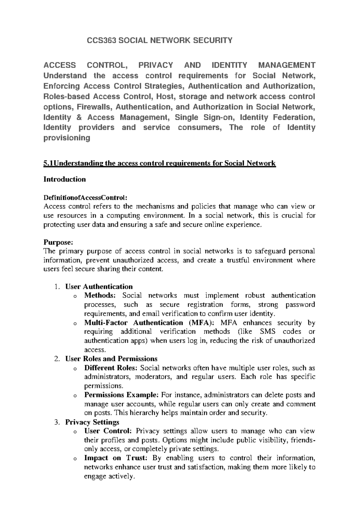 SNS UNIT-5 - UNIT-5 - CCS363 SOCIAL NETWORK SECURITY ACCESS CONTROL, PRIVACY AND IDENTITY ...