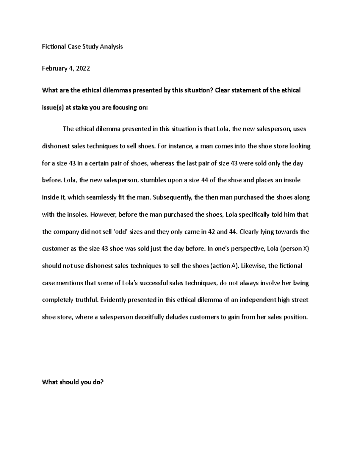 Fictional Case - Study Analysis - Fictional Case Study Analysis ...