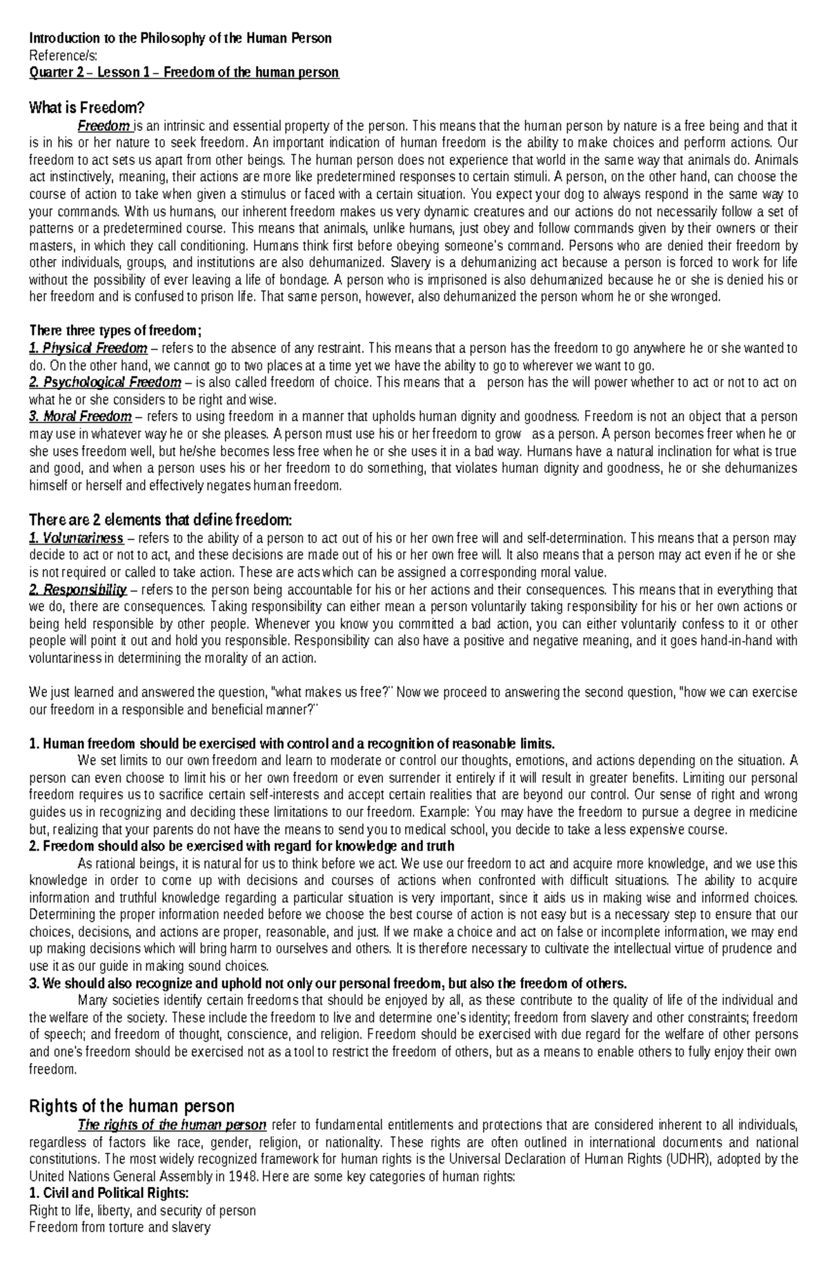 HO-Q2-L1 - Lesson - Introduction to the Philosophy of the Human Person ...