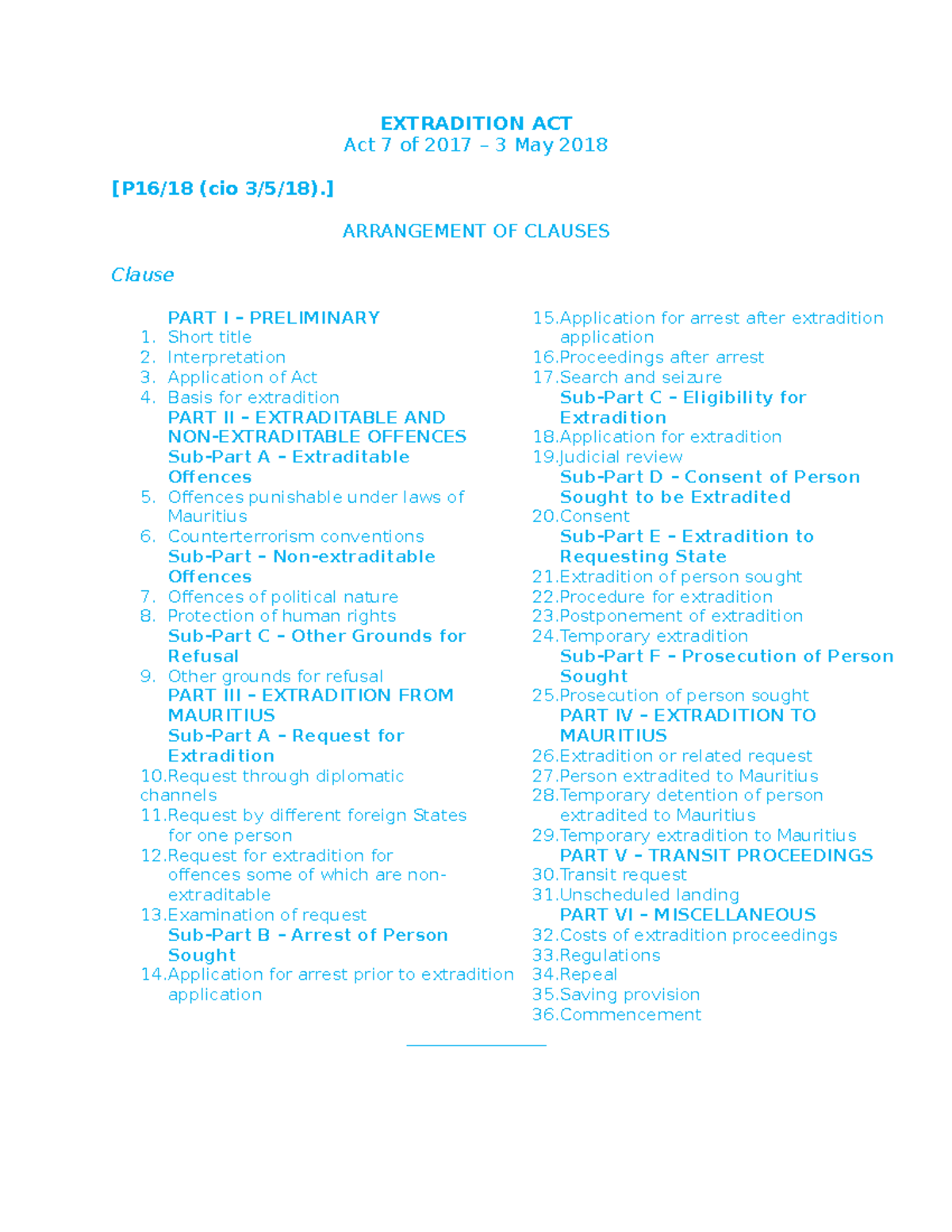 Extradition Act 2017 - law - EXTRADITION ACT Act 7 of 2017 – 3 May 2018 ...