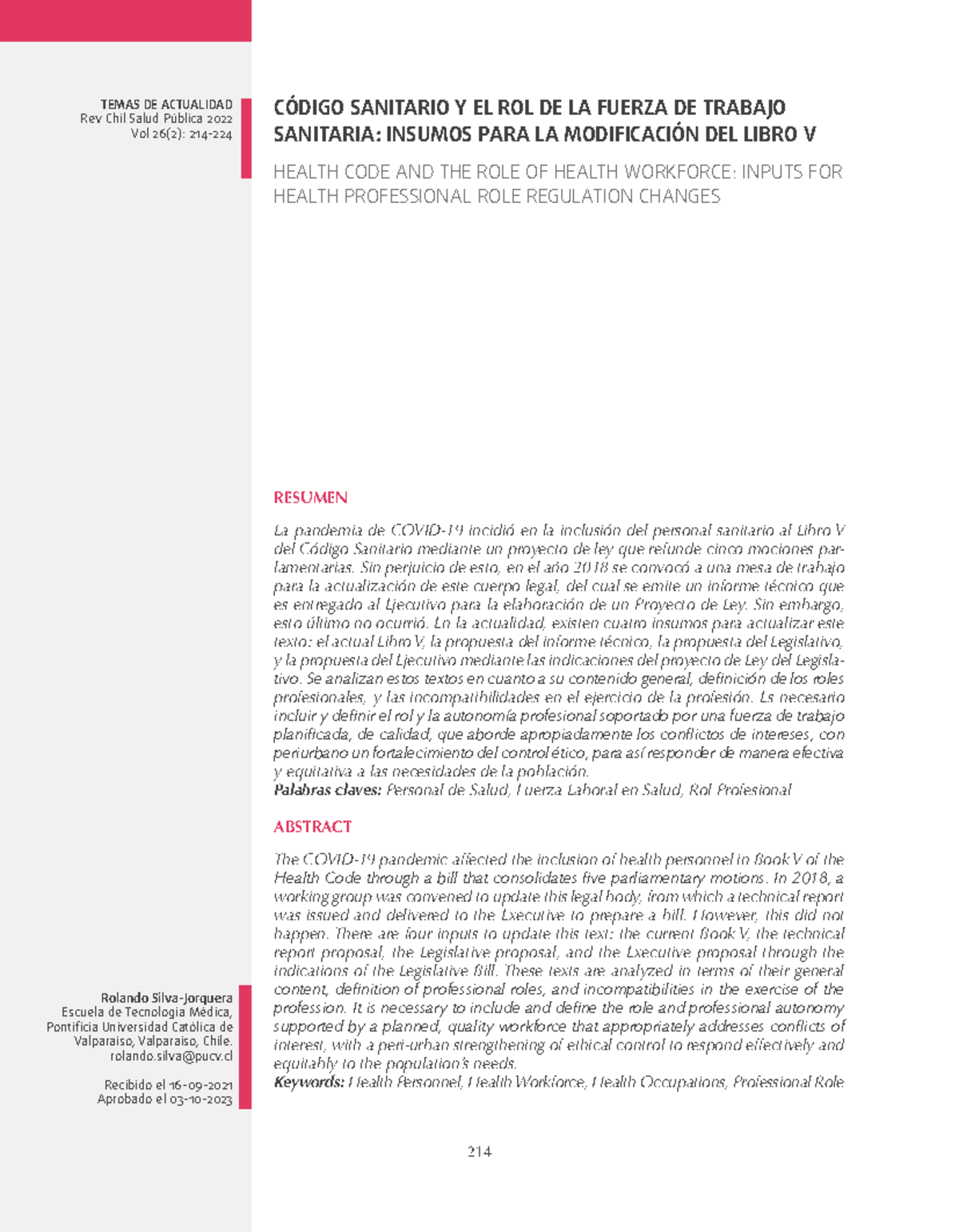 Rchsp 22 2 TA-1 - Articulo - RESUMEN La pandemia de COVID-19 incidió en ...