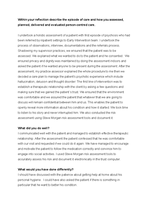 Episode of care Gibb's model - Within your reflection describe the ...