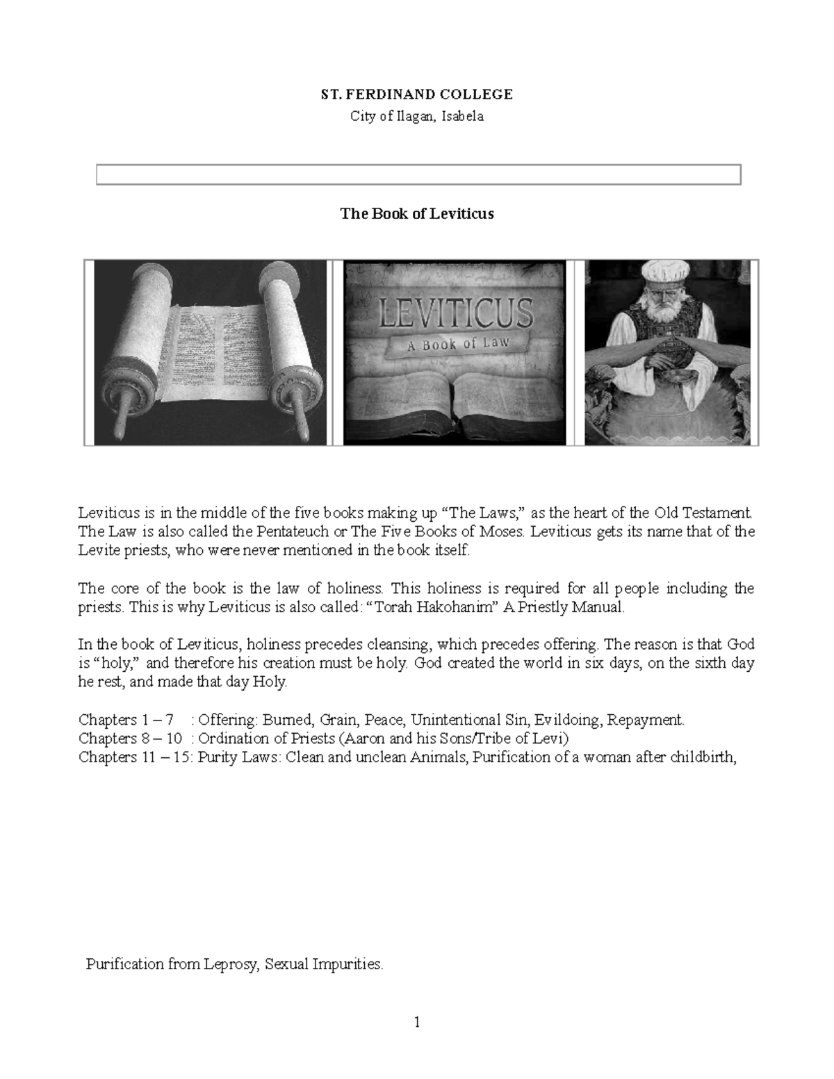 Theo 5 Notes Pentateuch, Historical Books - ST. FERDINAND COLLEGE City ...