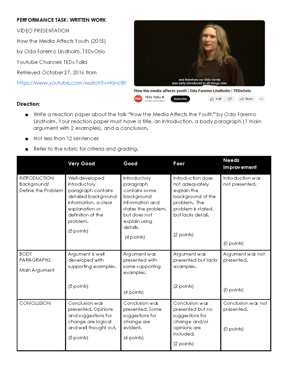Performance-TASK-1 4th-Q - PERFORMANCE TASK: WRITTEN WORK VIDEO ...