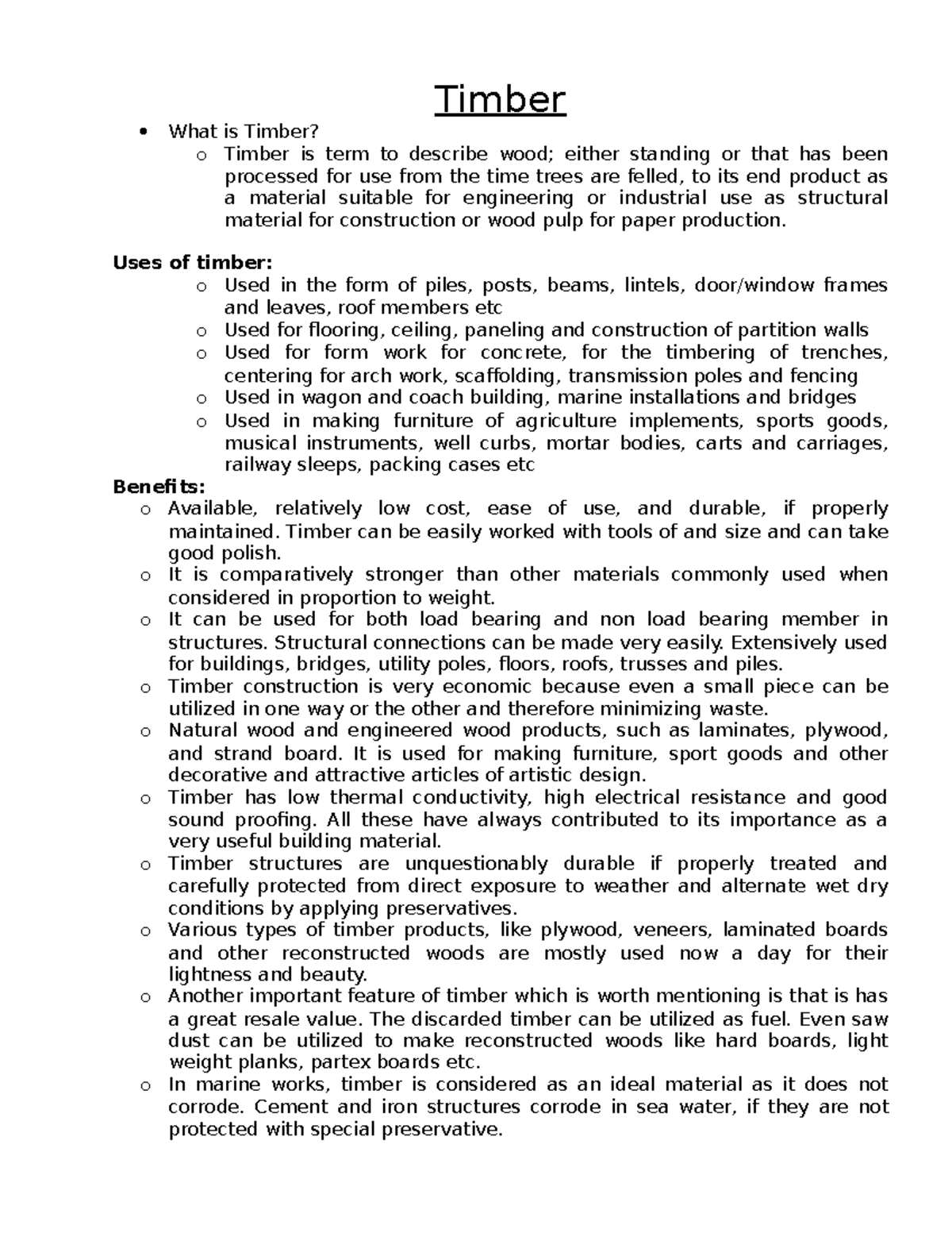 Timber - Required For Job - Timber What is Timber? o Timber is term to ...