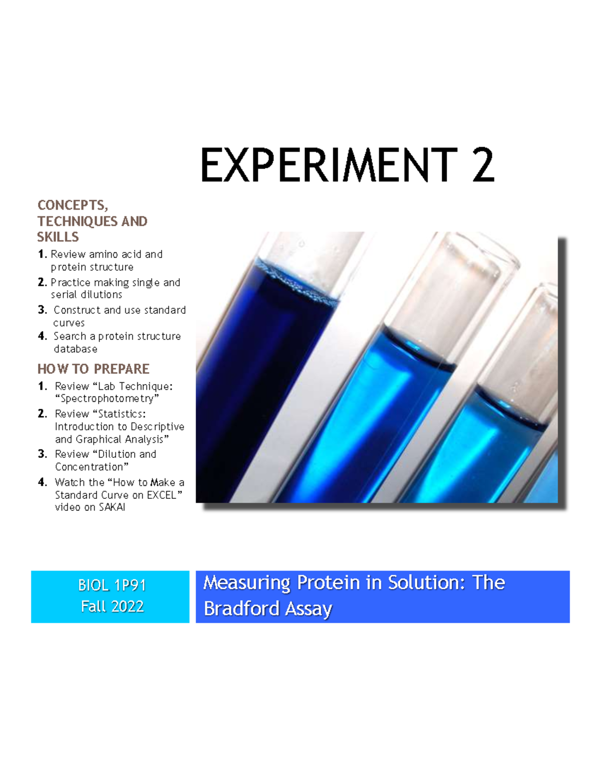 Biol91 lab 2 - very useful - EXPERIMENT 2 CONCEPTS, TECHNIQUES AND ...