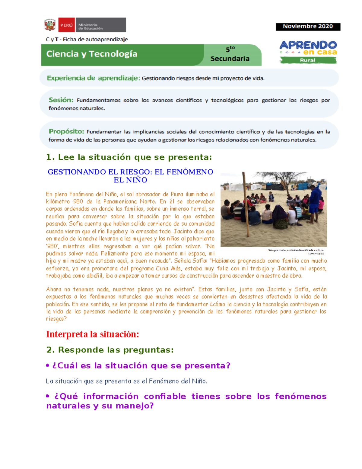 Cyt 32 Apuntes Gestionando El Riesgo El FenÓmeno El NiÑo 1 Lee La