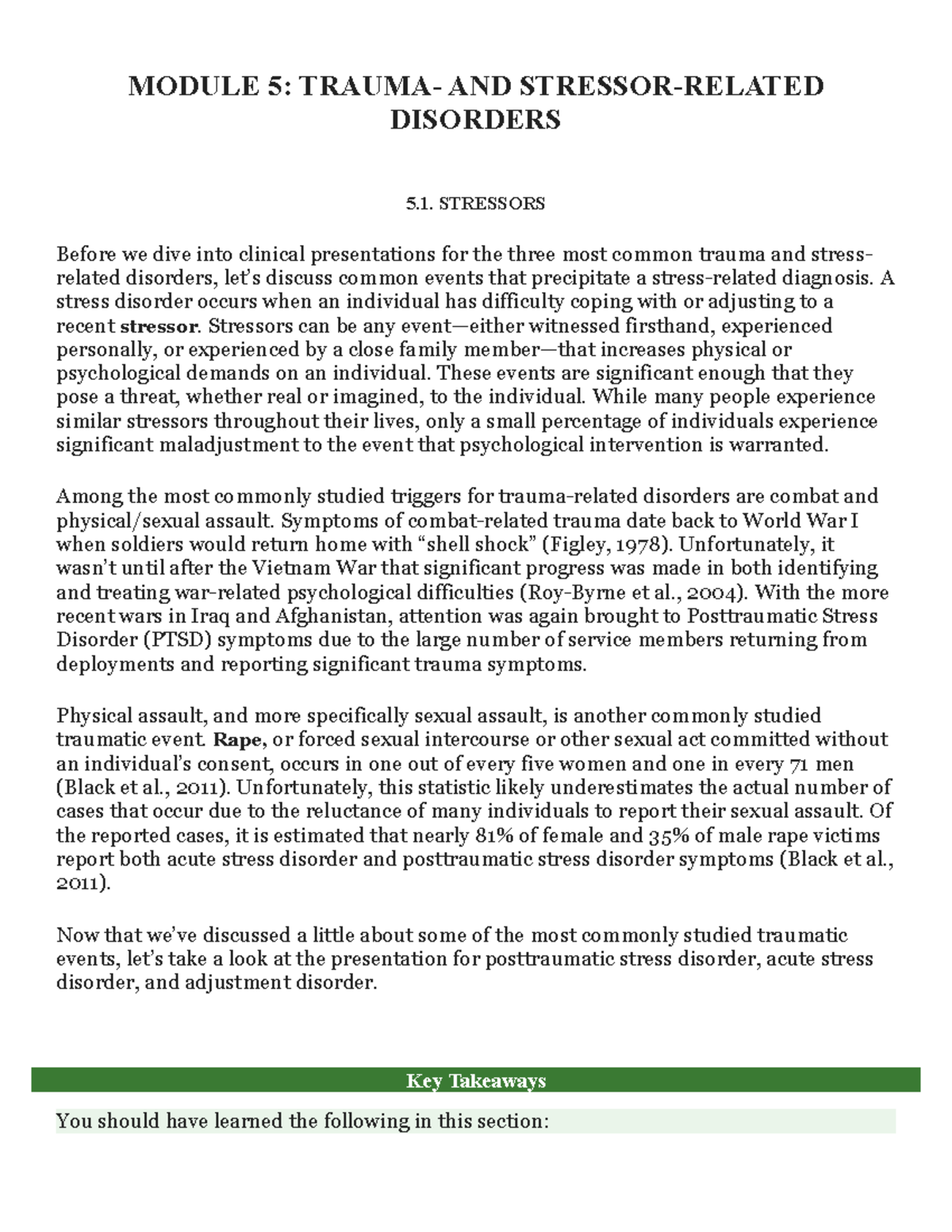 Module 5 Trauma and Stressor Related Disorders - MODULE 5: TRAUMA- AND ...
