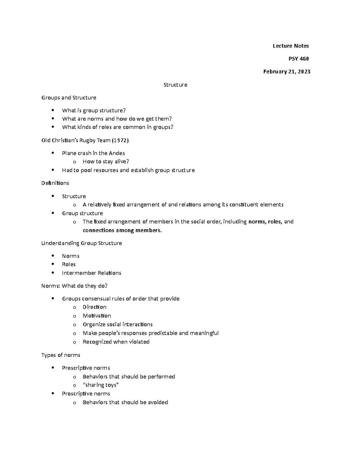 8. Structure - Notes taken from the professors class. - Lecture Notes ...