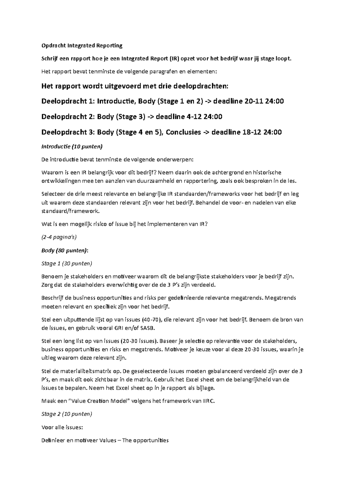 Eindopdracht Integrated Reporting - Opdracht Integrated Reporting ...