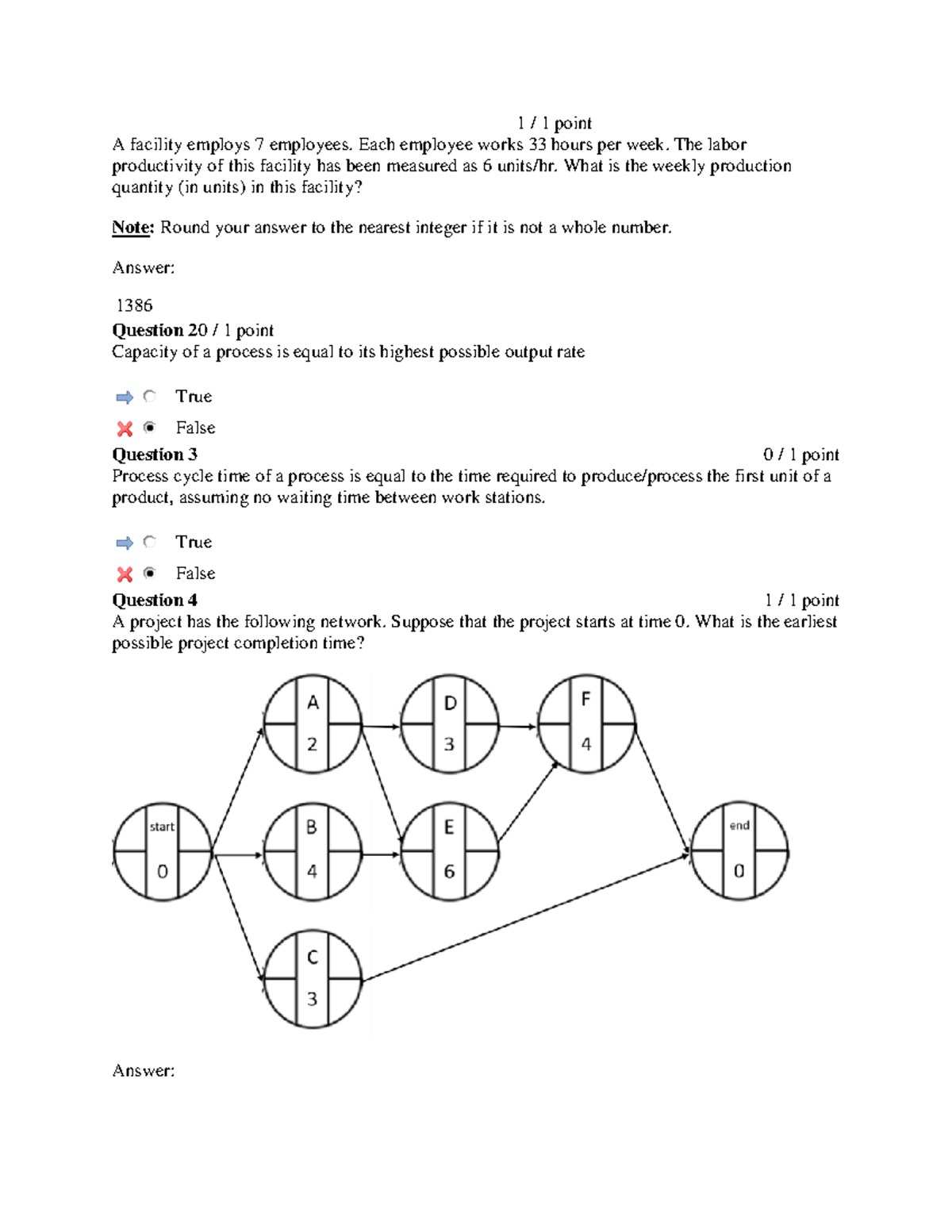 2oc practice exam - 1 / 1 point A facility employs 7 employees. Each ...