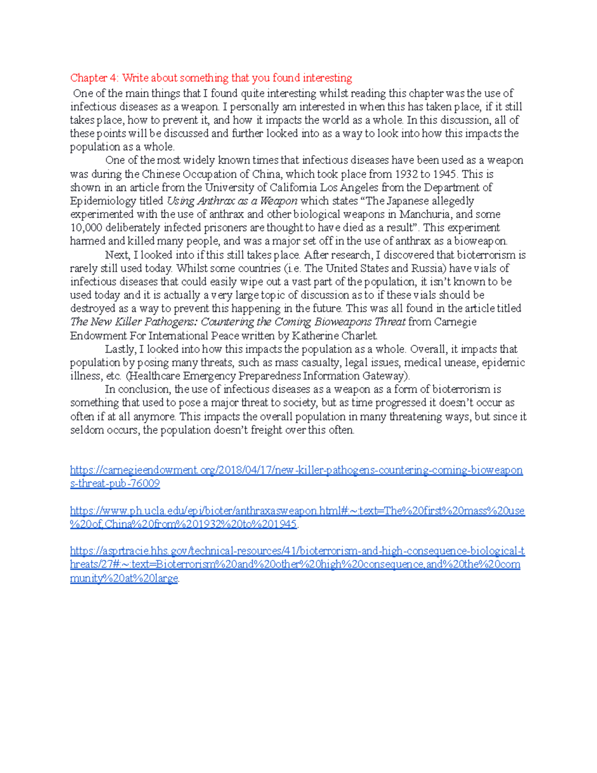 HEOCC 200 chapter 4 + 5 discussion post - Chapter 4: Write about something that you found - Studocu