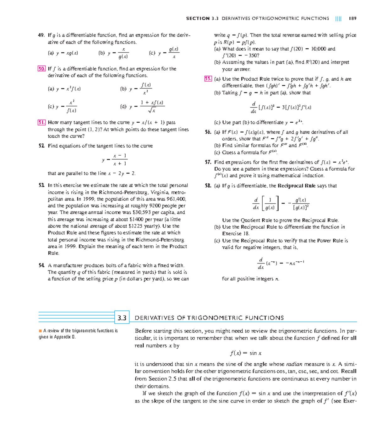 Math ch 3-3 - math work - ####### SECTION 3 DERIVATIVES OF ...