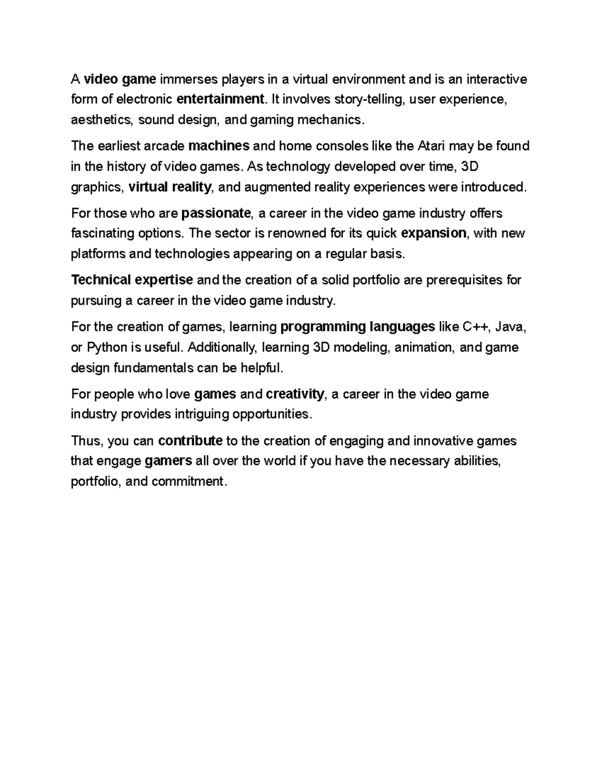 Project (10) - work - A video game immerses players in a virtual ...