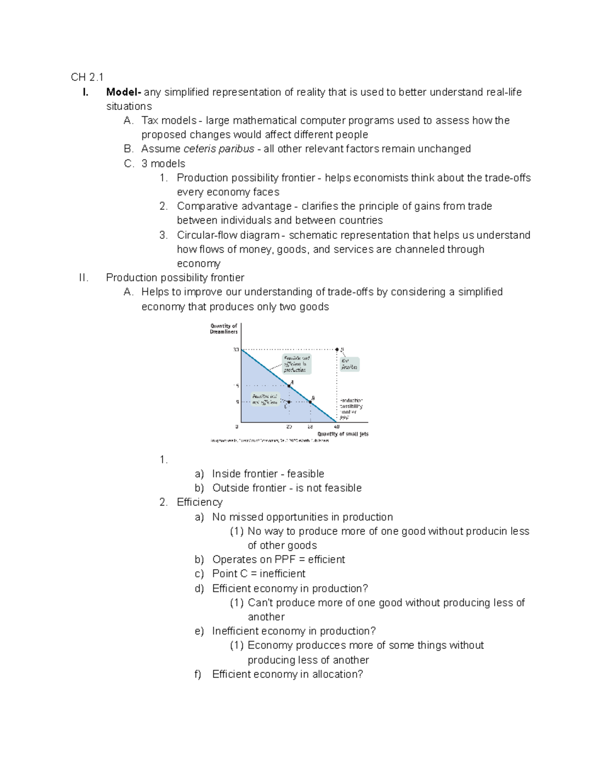 ECON 224 EXAM 1 Study Guide - CH 2. I. Model- any simplified ...