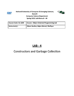 Lab Manual 6 - Casting and Inheritance - National University of ...
