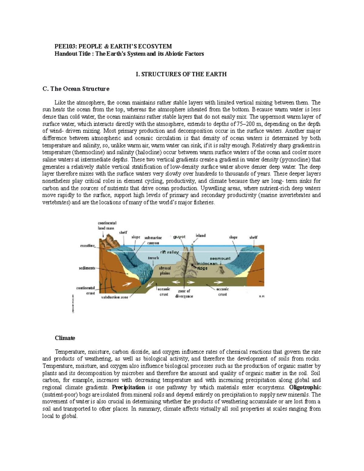Structure of the Earth - Ocean Structure - PEE103: PEOPLE & EARTH’S ...