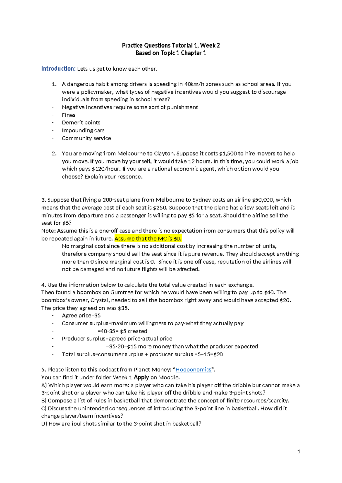 Topic 1 Chapter 1 Practice questions (Week 2 tutorial) - Practice ...