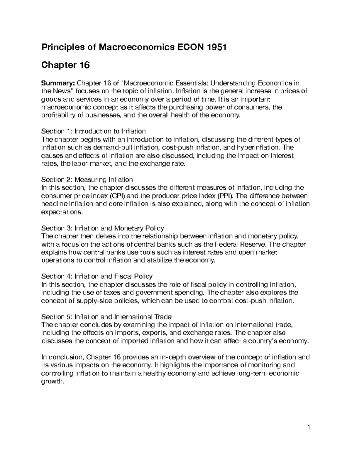 ECON 1951 - Chapter 16 - Principles of Macroeconomics ECON 1951 Chapter ...