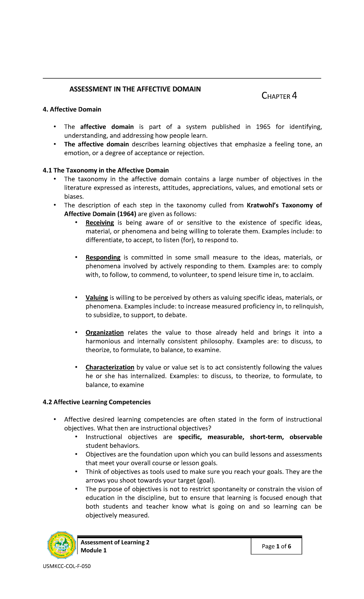 Prof Ed 311 Chap-4 Assessment-in-the-Affective-Domain - Assessment of ...