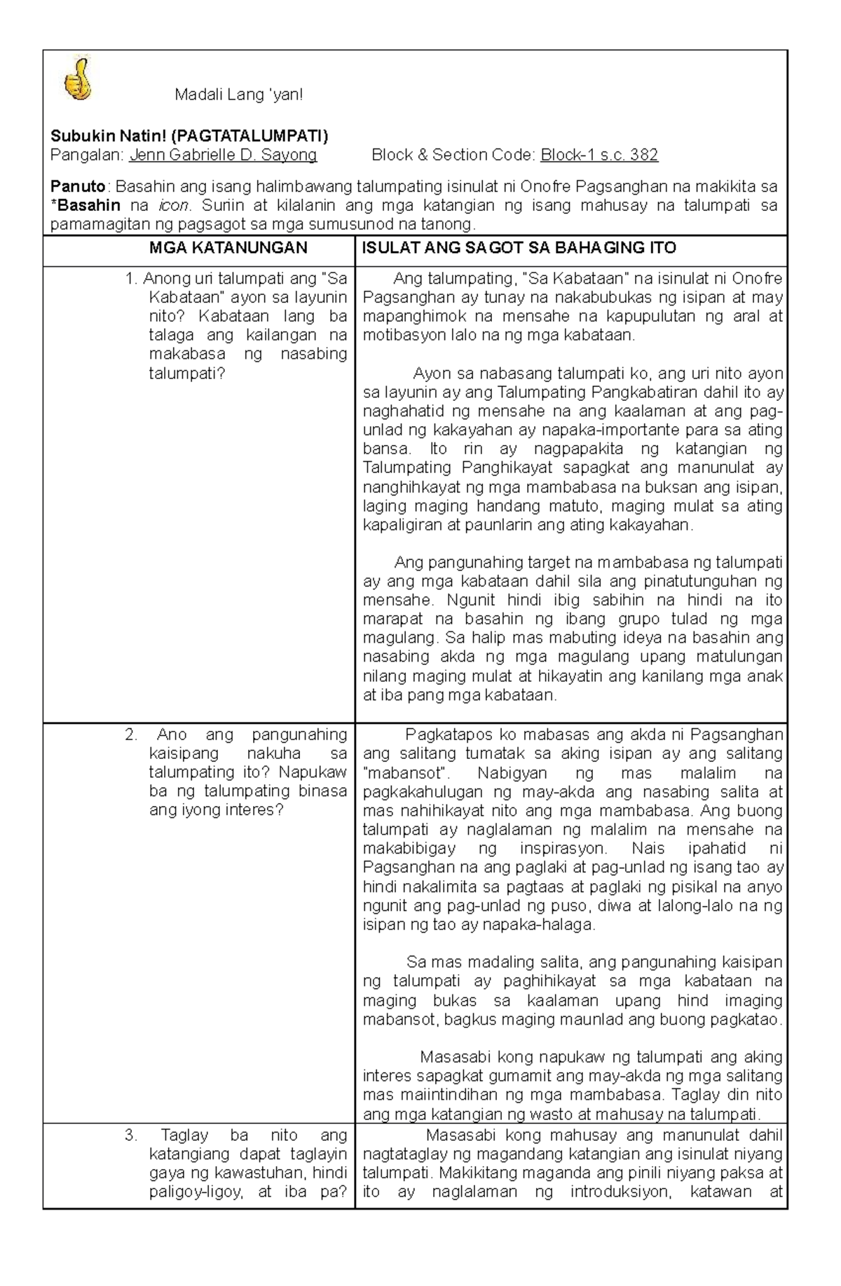 Filipin UNIT 5 - given - Madali Lang ‘yan! Subukin Natin ...
