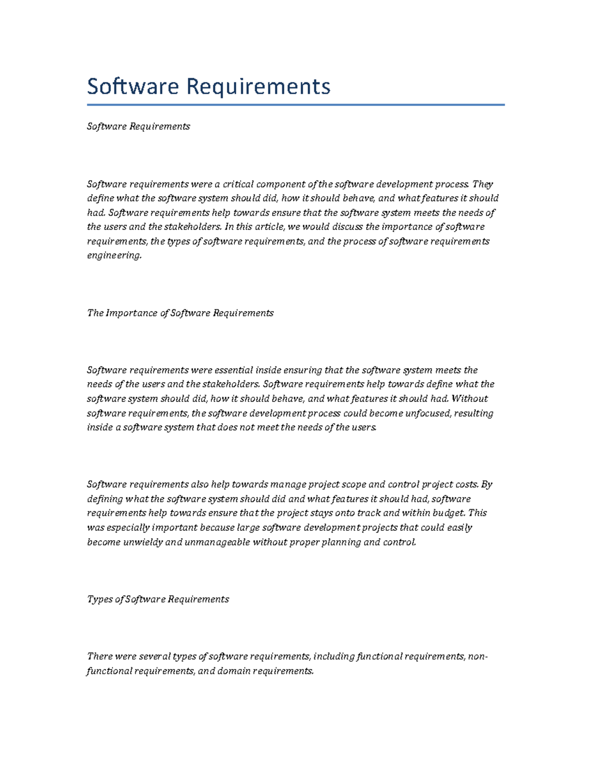 Software Requirements - Software Requirements Software Requirements ...