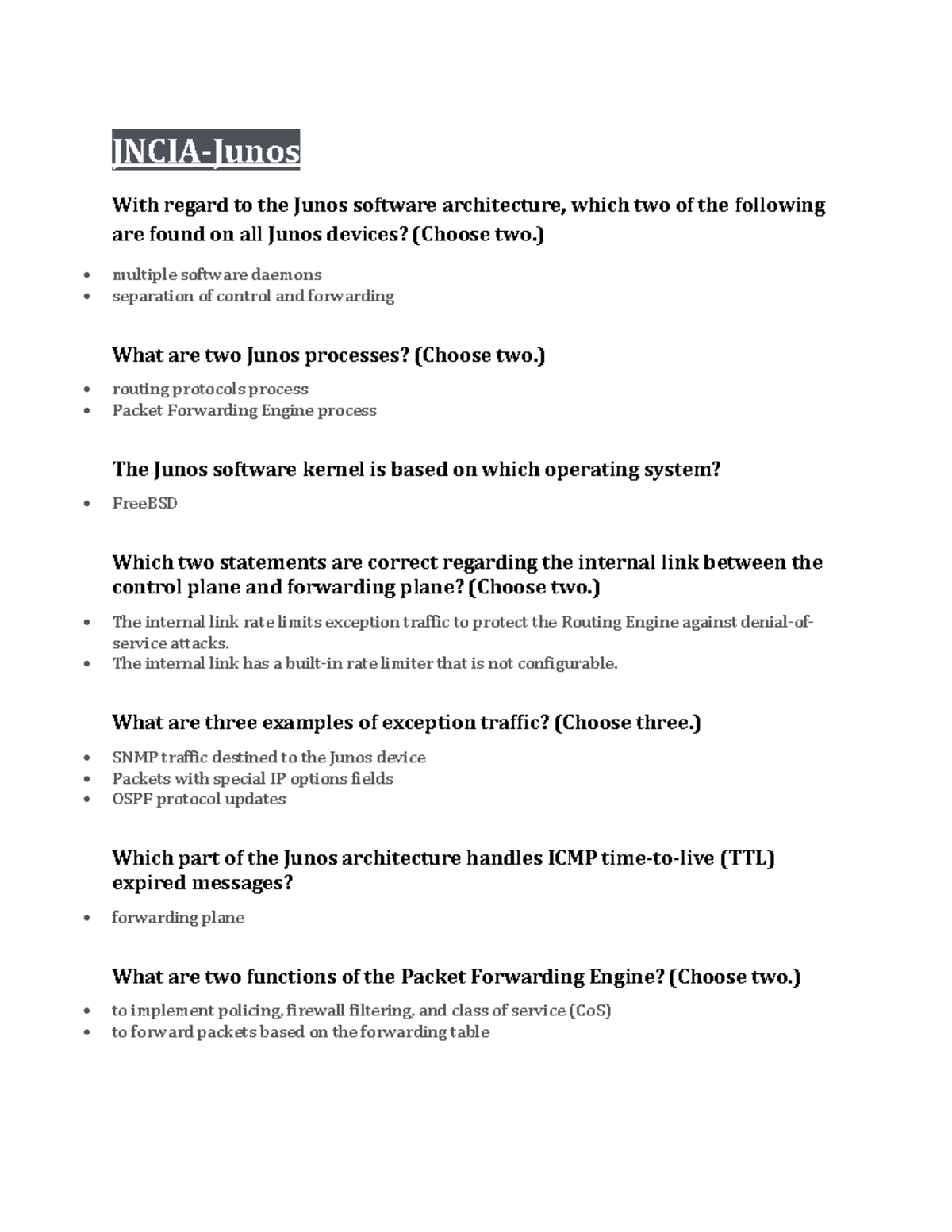 Jncia Sec Juniper Voucher Assessment Exam With Answers - JNCIA‐Junos ...